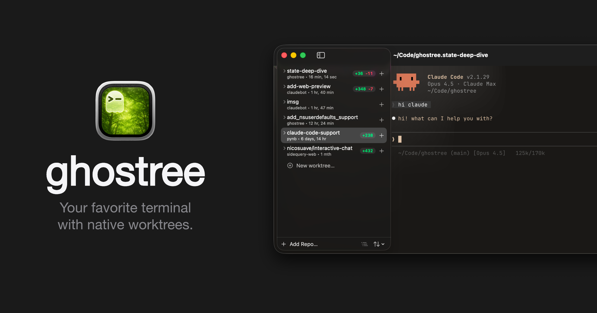 ghostree — Worktree-Aware Terminal for Ghostty
